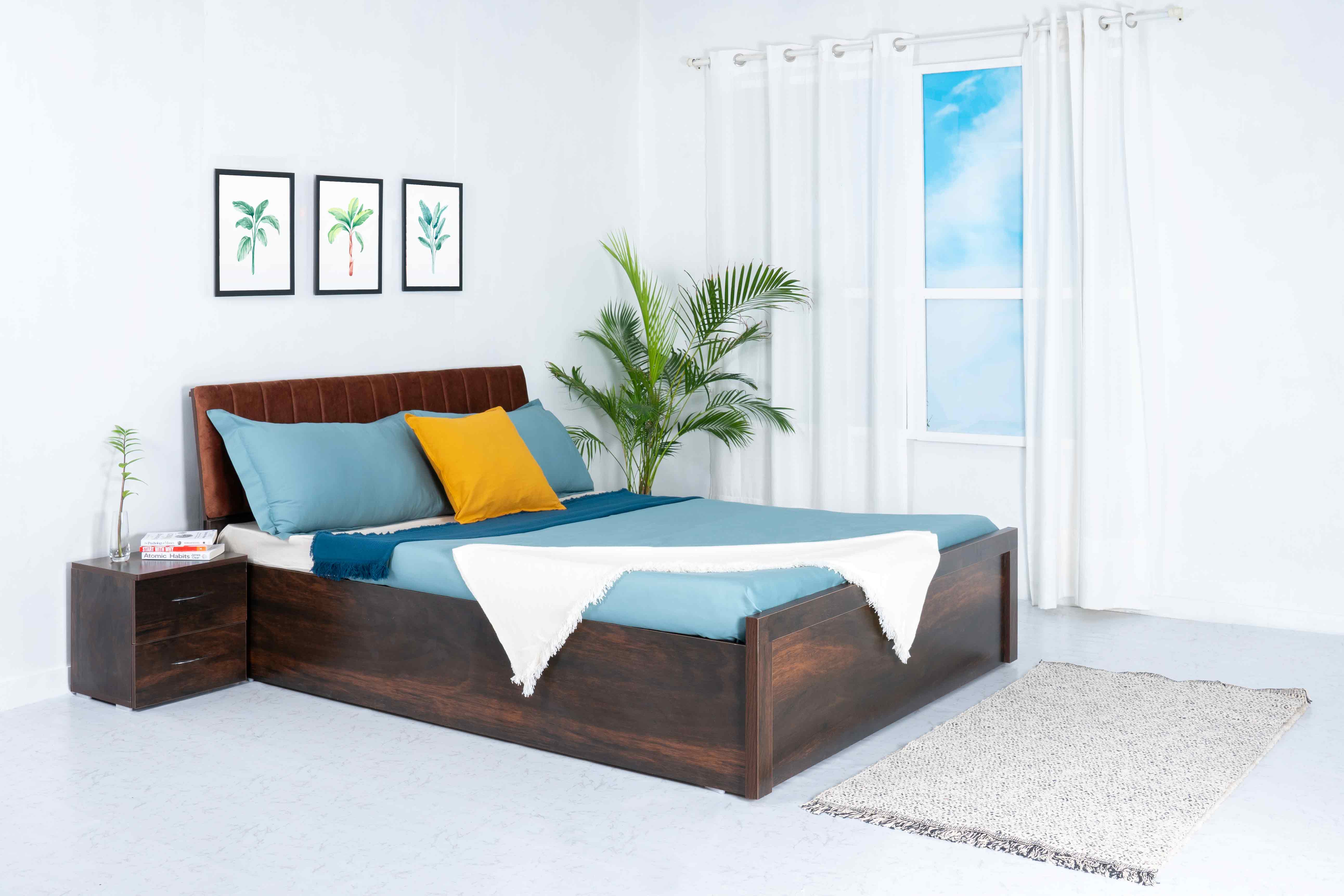 Storage Bed - Jessica Cappuccino Wooden Double Bed Without Mattress ...